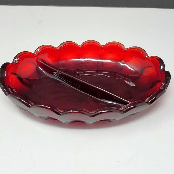 Dining | Ruby Red Candy Relish Dish Divider Glass Vintage | Poshmark